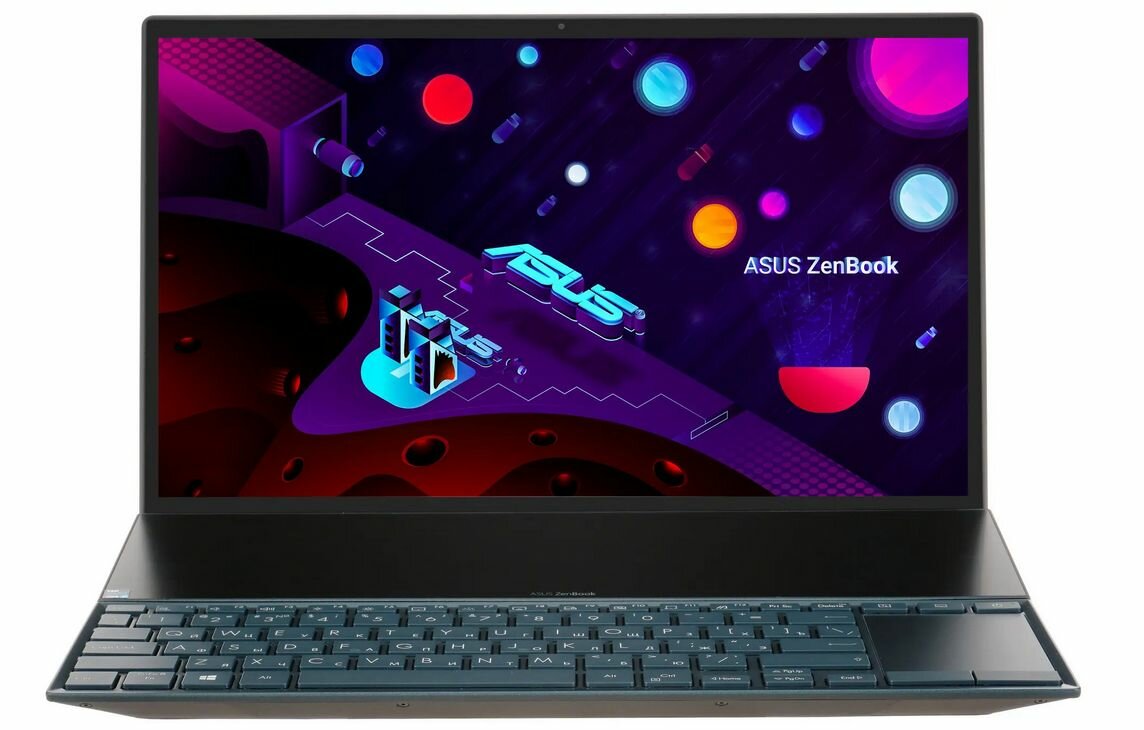 14" Ноутбук ASUS ZenBook DUO 14 UX482EG-HY419W (90NB0S51-M006Z0) синий - 1920x1080, IPS, Intel Core i5-1135G7, ядра: 4 х 2.4 ГГц, 16 ГБ, SSD 512 ГБ, GeForce MX450 - 2 ГБ, Windows 11 Home