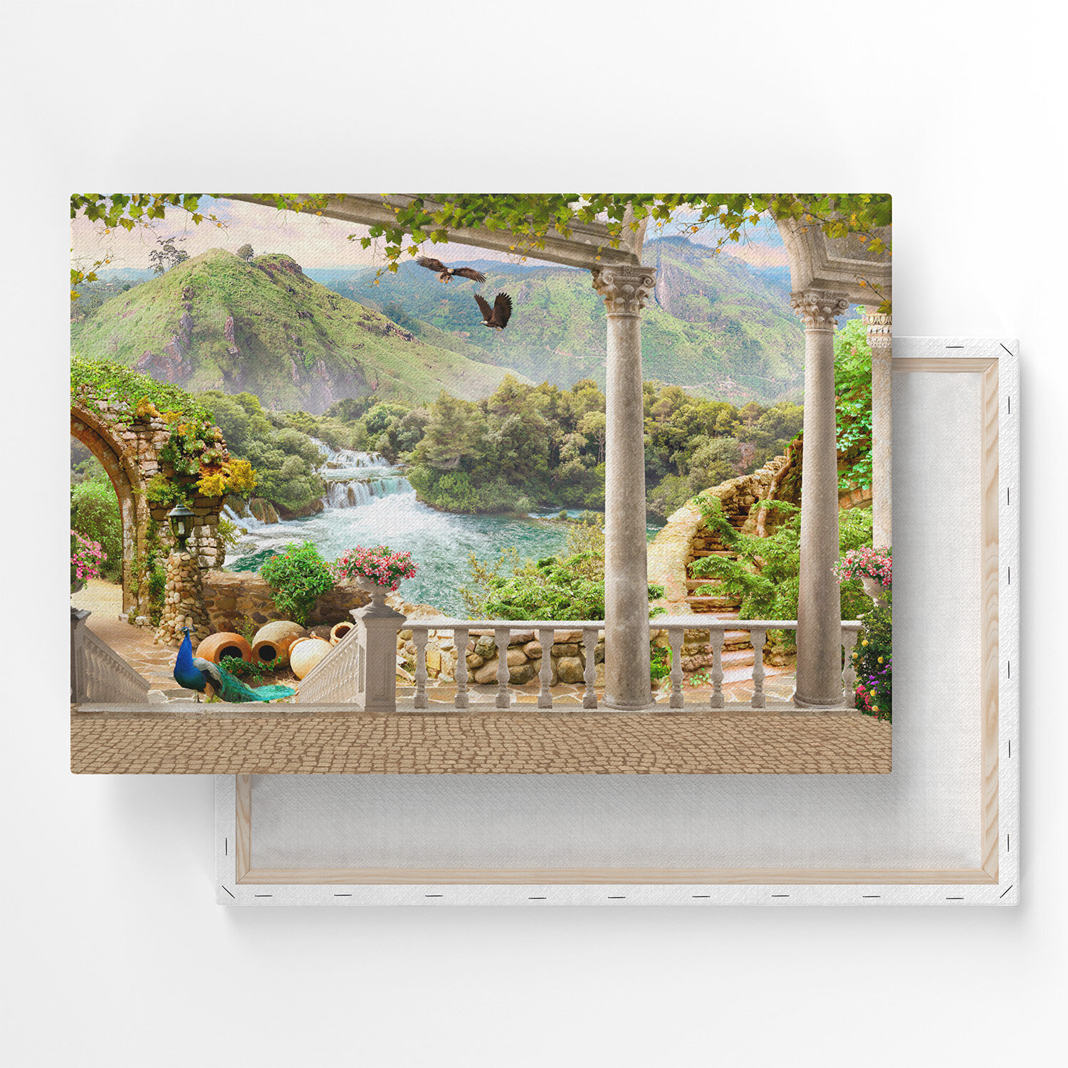 Картина на холсте, репродукция / Пейзаж с птицами / Размер 30 x 40 см