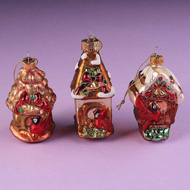 Елочные игрушки Сказочные Домики 10-11 см, 3 шт, подвеска, стекло, Winter Deco, 4060437-wd