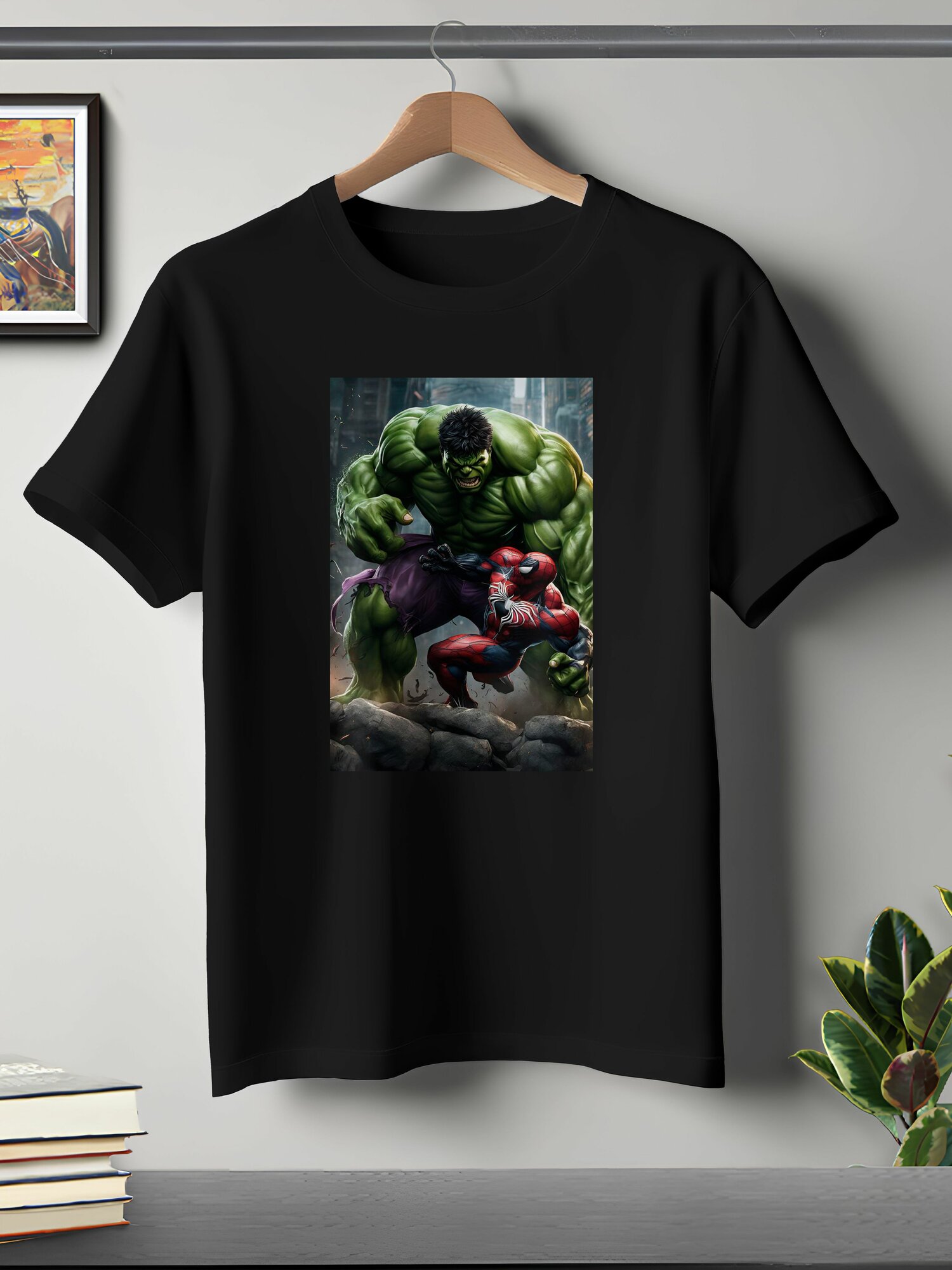 Футболка ONEQ унисекс 48-50 (L) размер с принтом Халк, черная