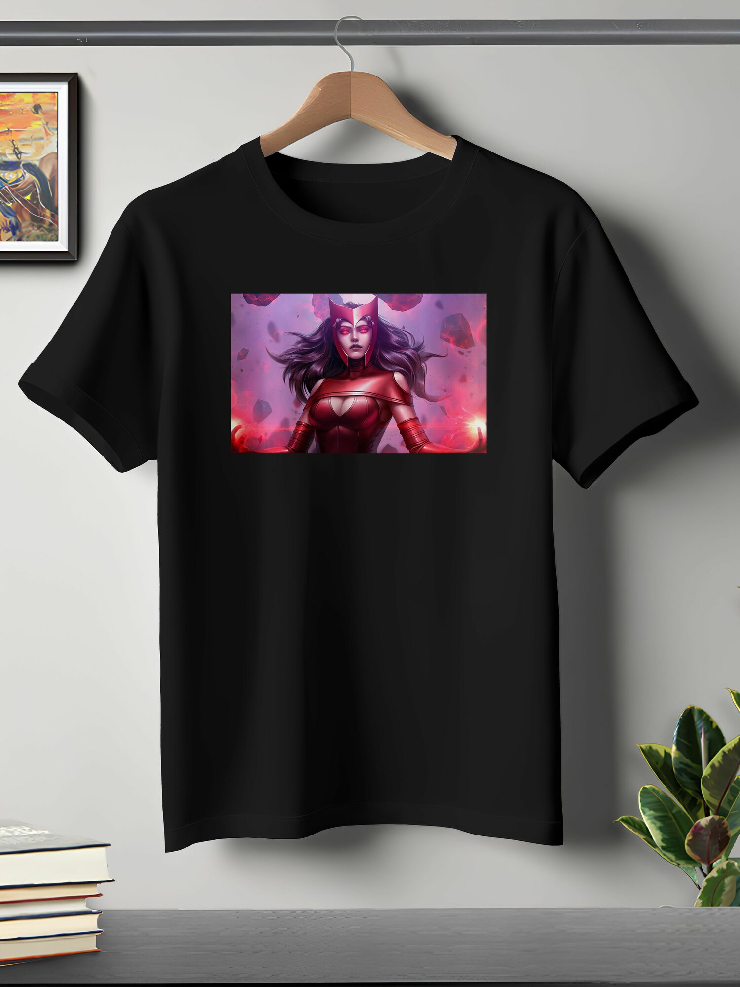 Футболка  Детская ONEQ 110 (5-6) размер с принтом Алая Ведьма, черная