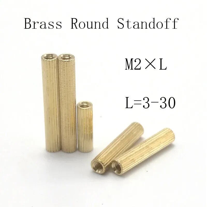 Латунные круглые стойки-распорки M2, длина 3-30 мм, 50 шт. m2x16