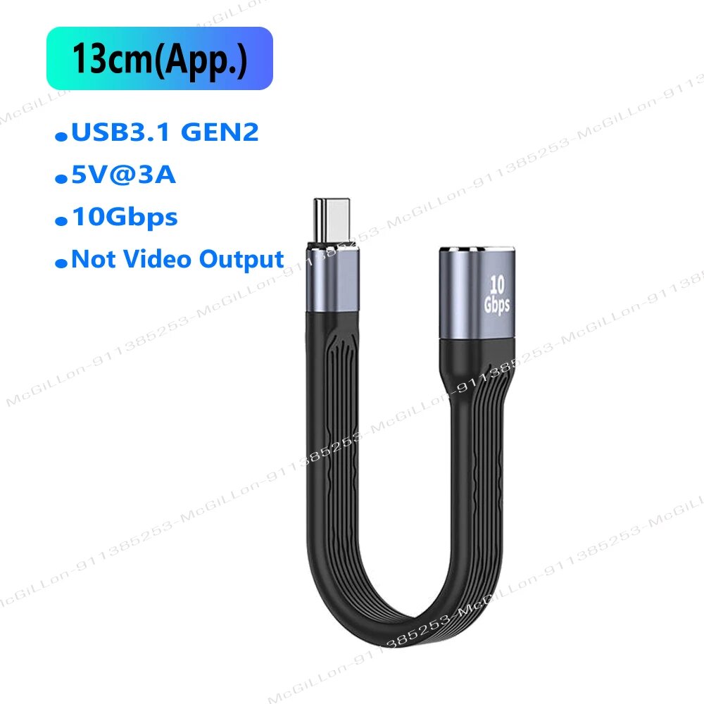 Кабель USB 3.1 Gen2 Type-C - Type-C 10 Гбит/с 13см, 5V@3A, черный