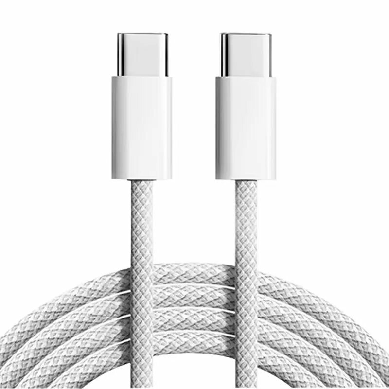 Кабель для быстрой зарядки PD USB C мощностью 60 Вт для iPhone 15 16 Pro Max 15 16 Plus Samsung Moto OPPO Xiaomi Redmi Dual Type C Плетеный кабель 2 м 1 м, Gray
