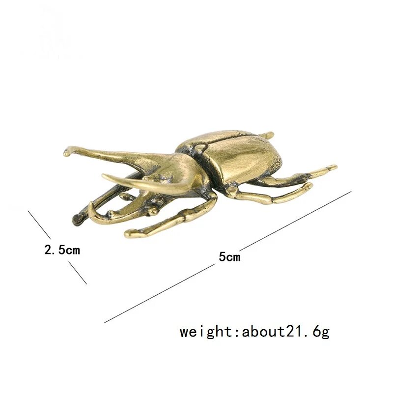 Твердые Латунные фигурки насекомых Trypoxylus, миниатюры, чай, животные, Забавный жук, коллекция поделок, настольное маленькое украшение, украшение для дома