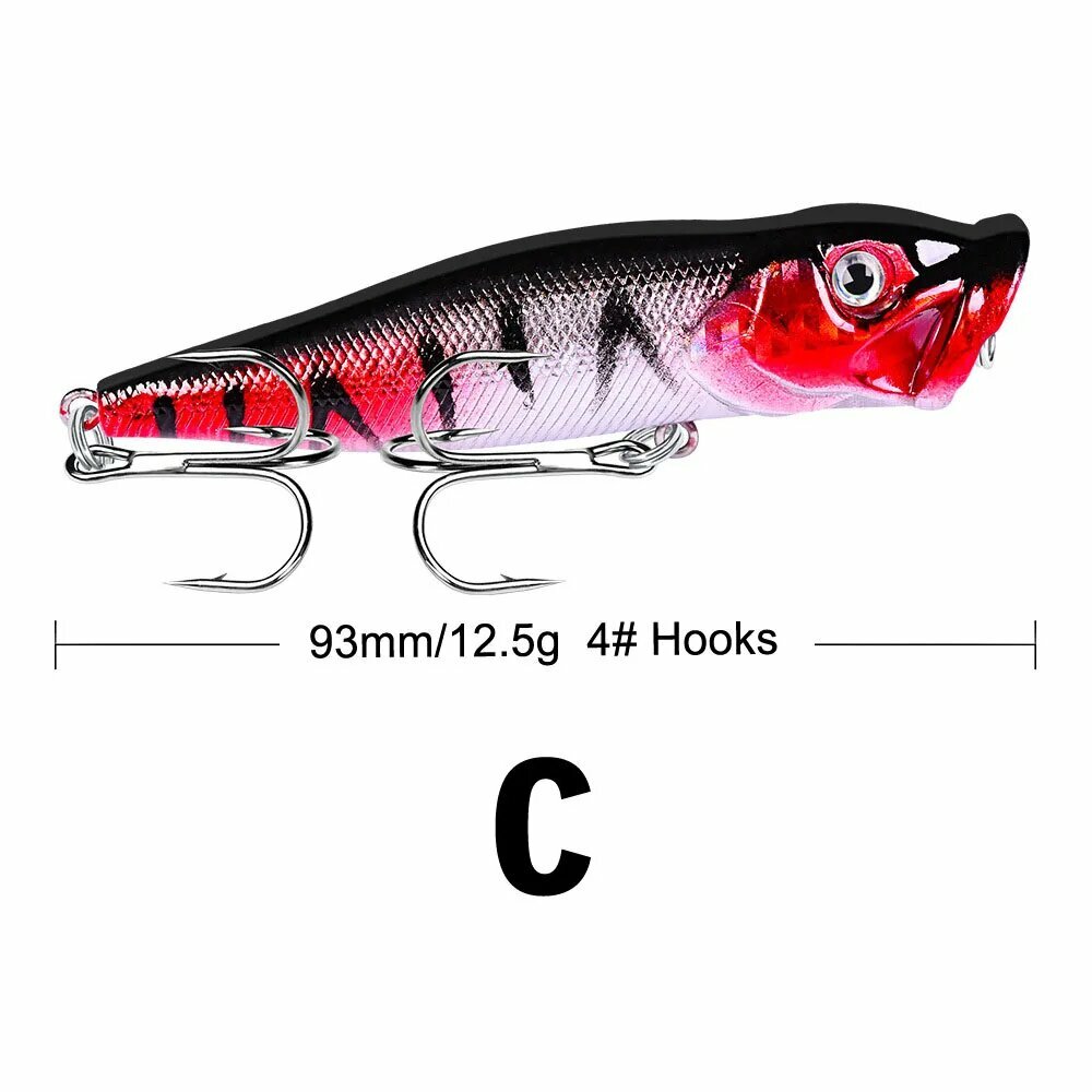 Поппер FLYSAND, 93 мм, 12.5 г, Цвет C, 4# Hooks