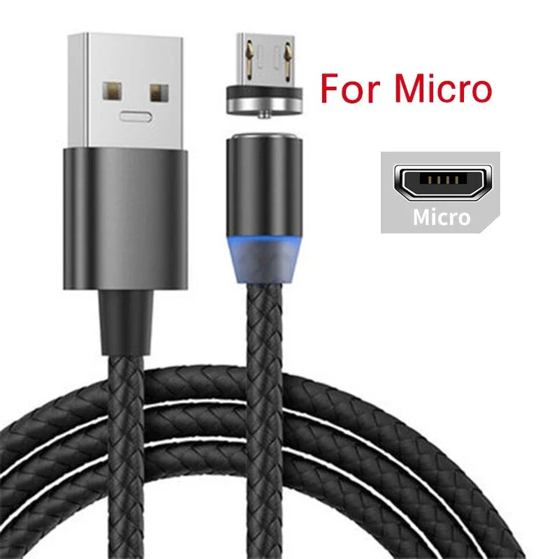 Магнитный кабель Micro USB Type C, кабель для быстрой зарядки для Xiaomi Android, зарядное устройство для мобильного телефона, магнитный USB-проводной шнур For Micro
