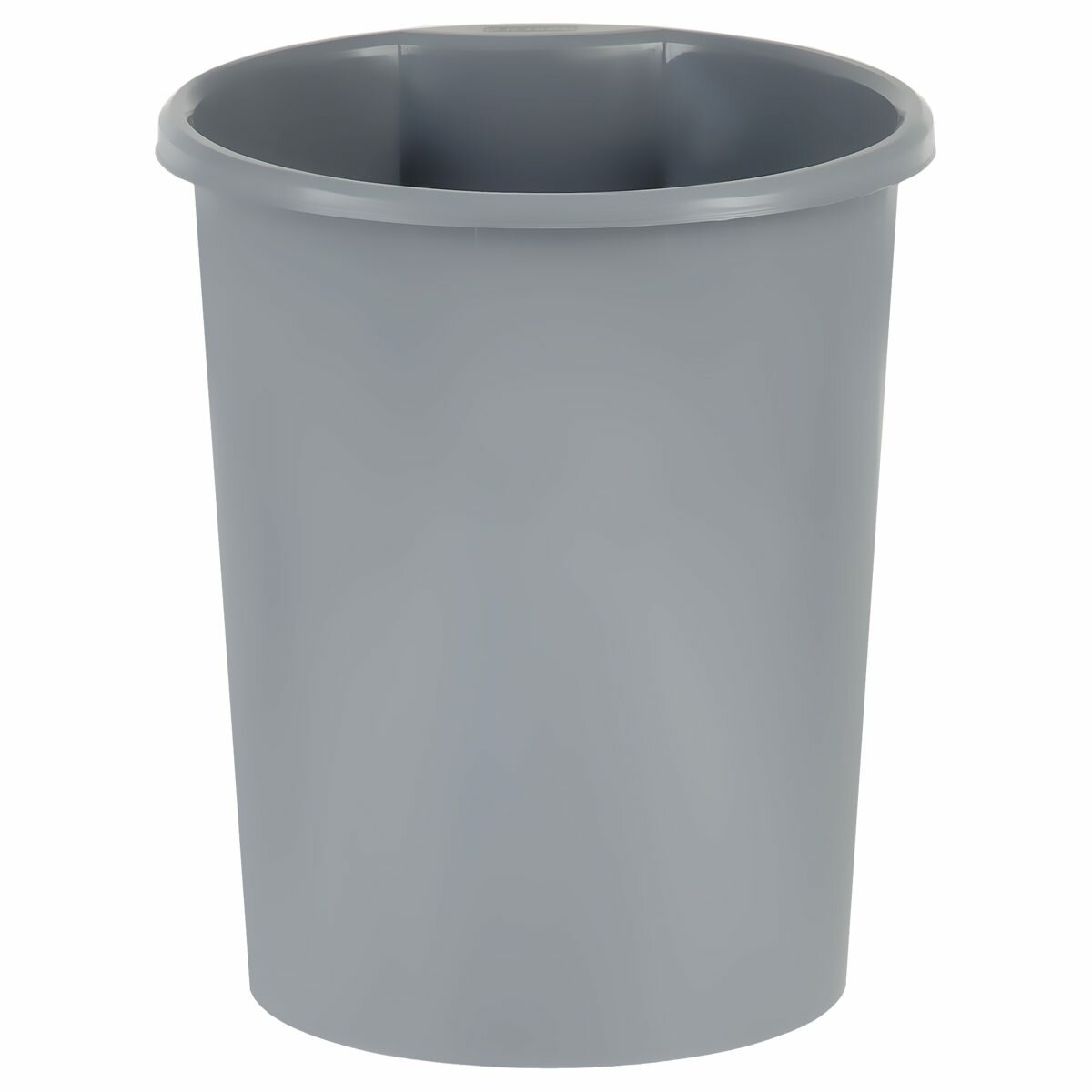 Корзина для бумаг 12л Стамм, круглая цельная, пластик, серая (КР12)