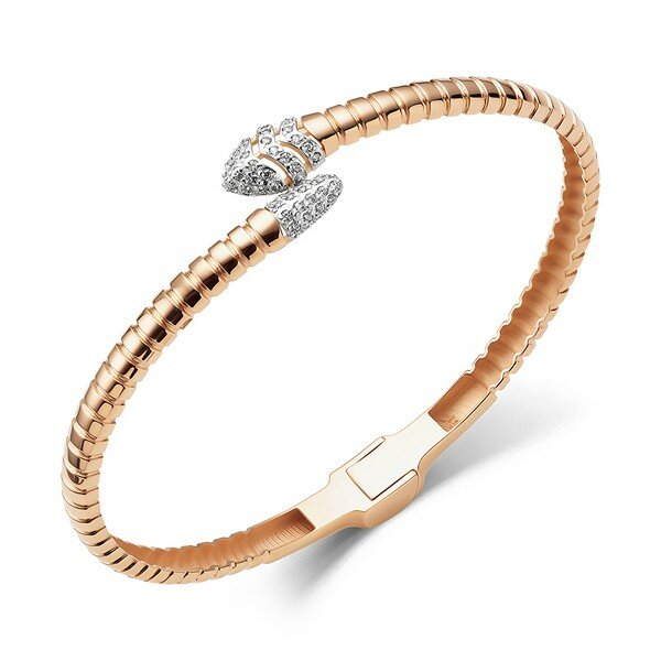 Браслет, красное золото, 585 проба, фианит