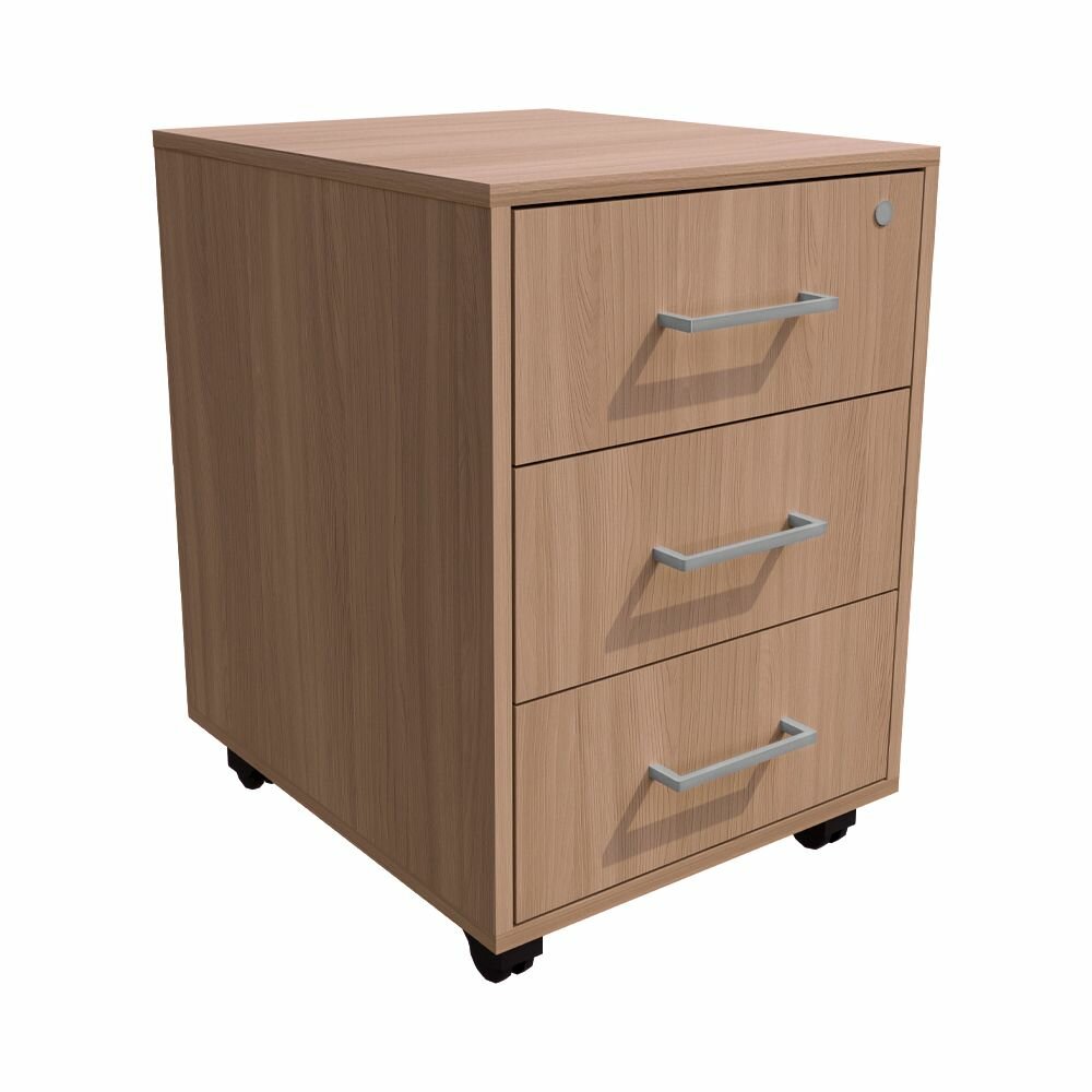 Тумба офисная / Тумба мобильная ТМ48, р.400х480х570, Ясень шимо темный