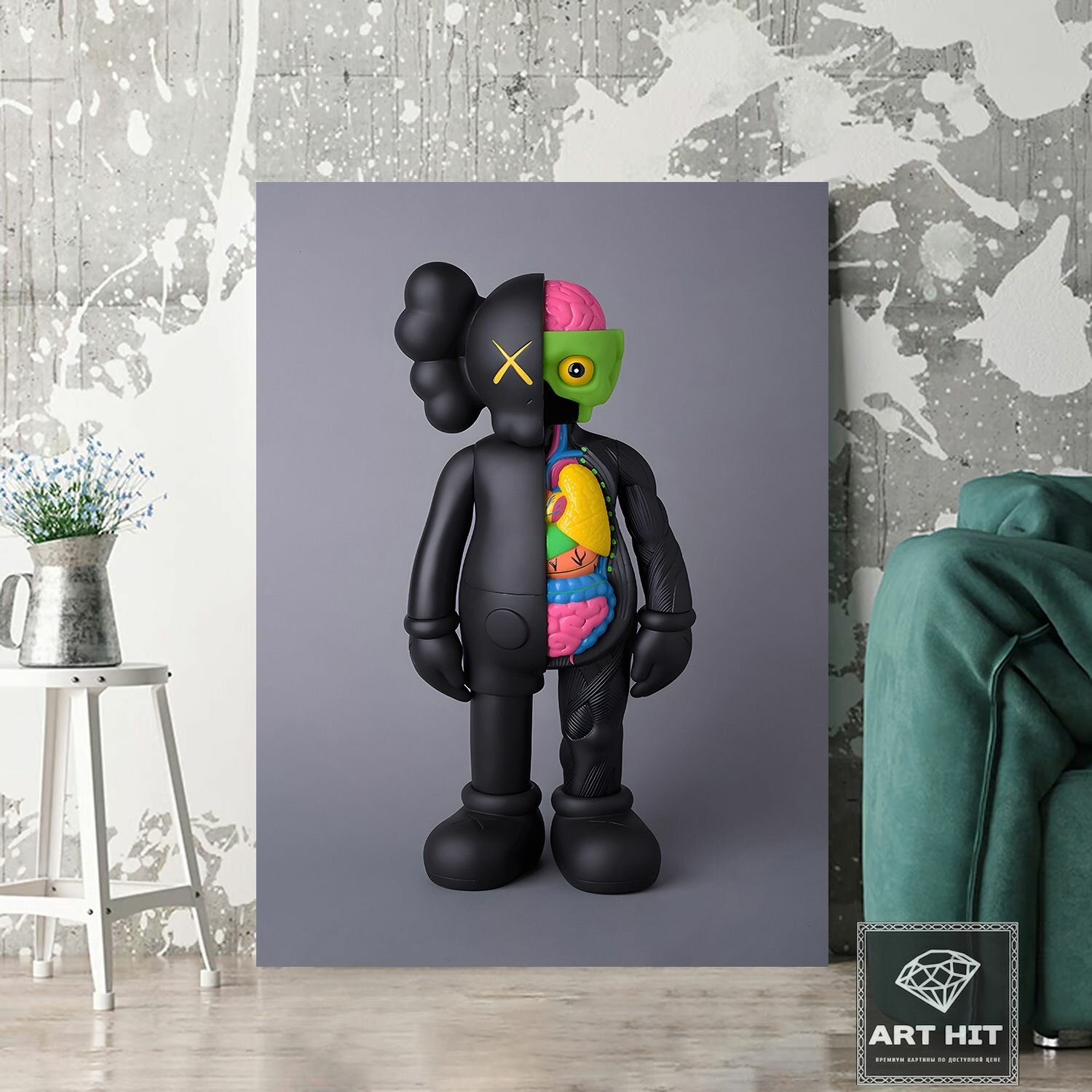 Картина Kaws, интерьерная картина кавс, 50х70