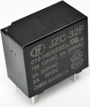 Реле HONGFA JZC-32F/012-HS3(555) мощности AgNi 12 В 10 А нормально разомкнутый 1 А SPST нормально разомкнутый Электромагнитное реле штекер с одной кат