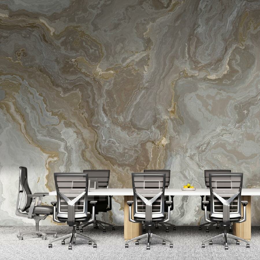 Фотообои Флюид арт серый мрамор золото 9-1012-M-Флекс 270 x 300 см (ВхШ) Бесшовные, флизелиновые, влагостойкие обои MasterFresok