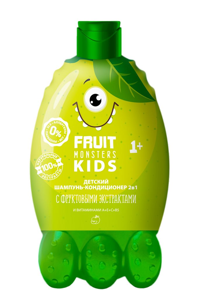 Fruit Monsters Kids Яблоко Шампунь-кондиционер 2 в 1 детский "с фруктовыми экстрактами" 1+ 400 мл.