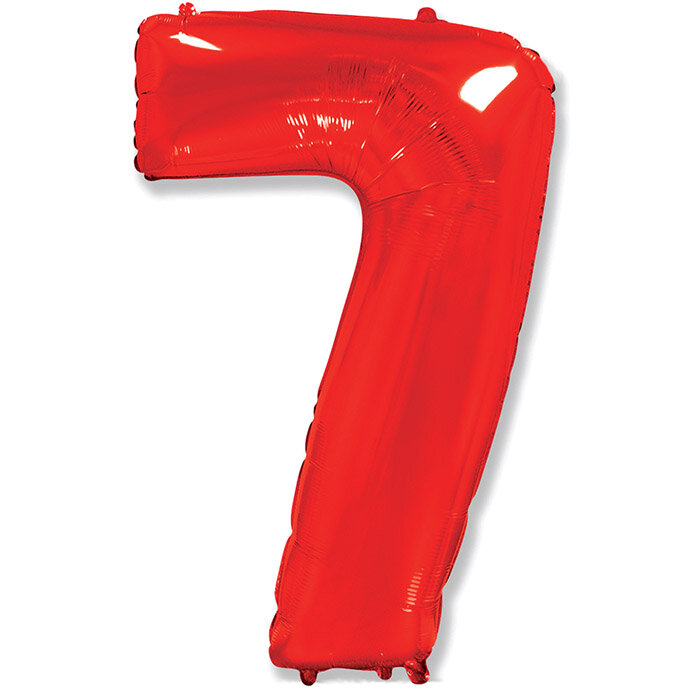 Воздушный шар из фольги. Цифра 7, Красный (40'/102 см, ESP)