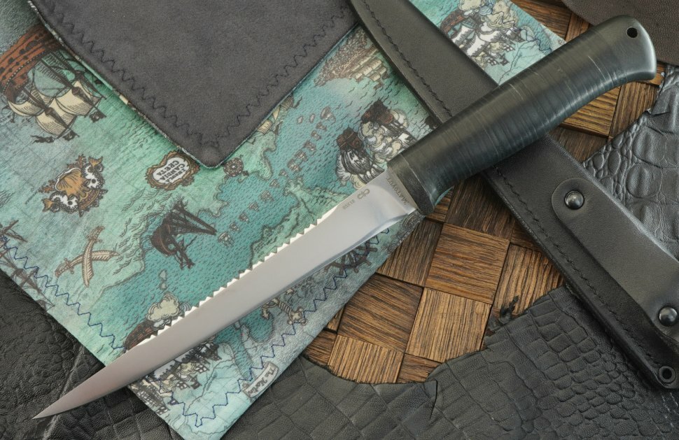 Рыболовный нож АиР Белуга, сталь 95Х18, рукоять кожа