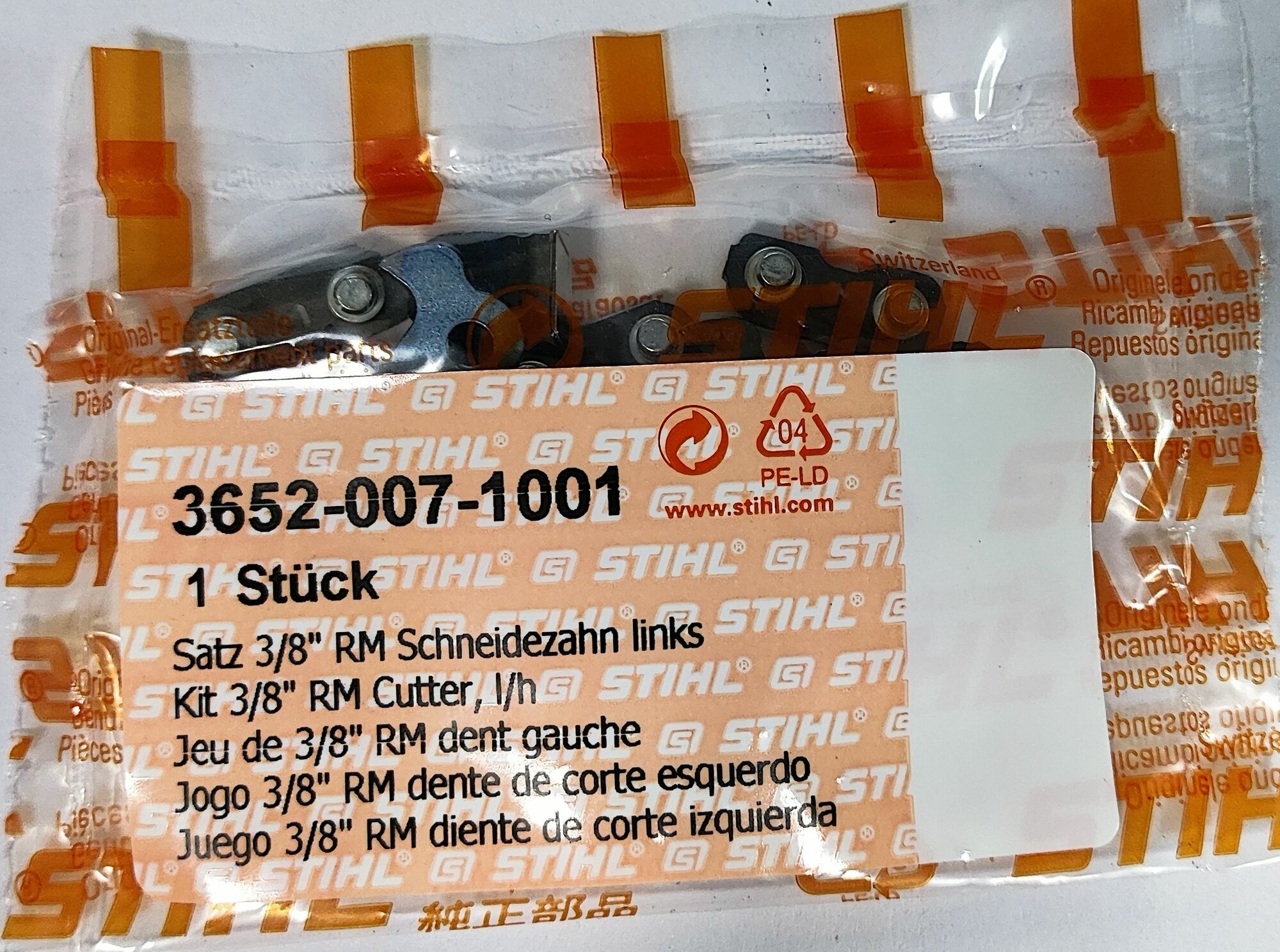 Ремкомплект цепи (Зуб цепи левый 3/8" + вилка RMC ( 5 пар)), STIHL. 36520071001