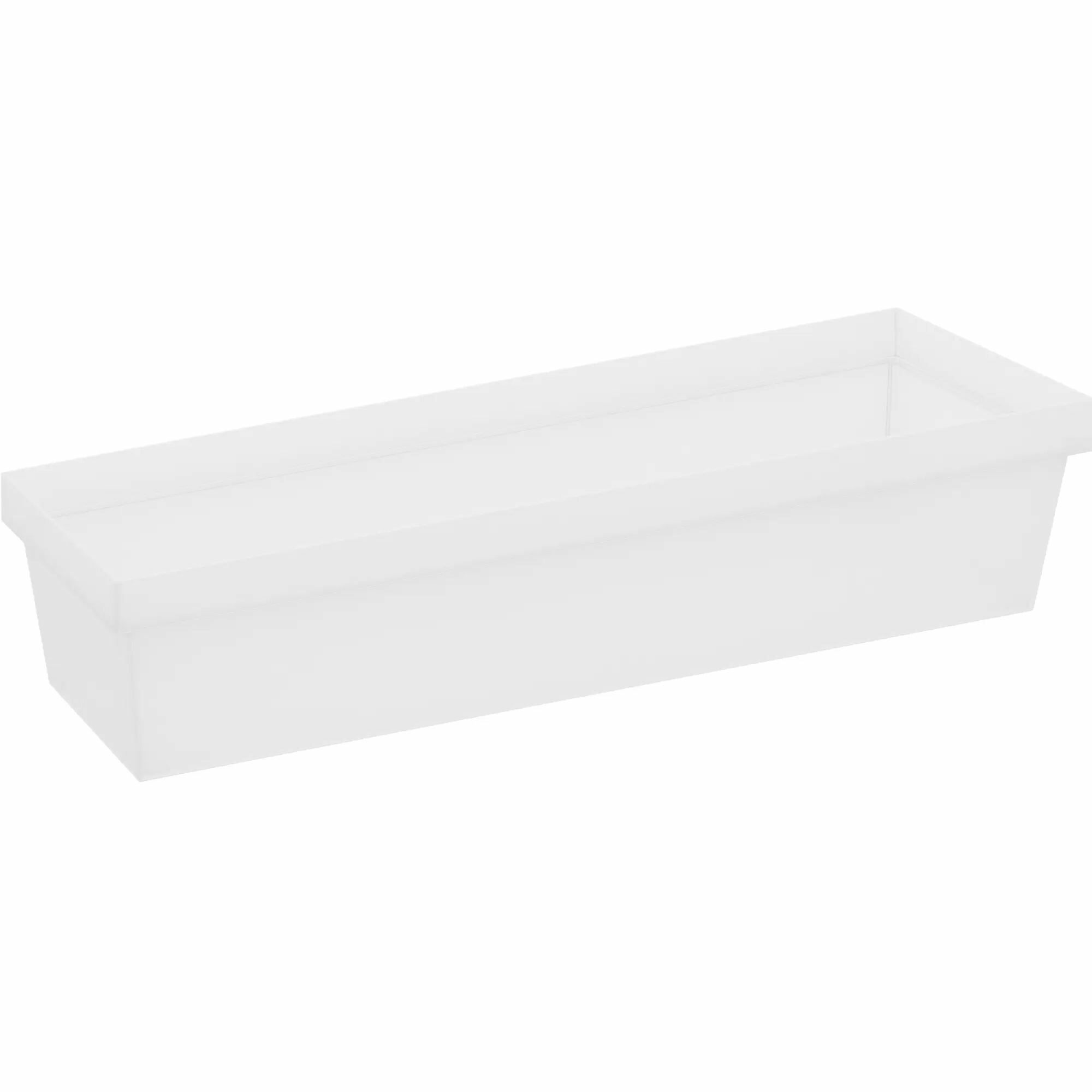 Контейнер для хранения 10x30x6,7 см, цвет белый. Крепится подвесным способом на рейлинг системы или ставится на полки. Вмещает в себя различный кухонный инвентарь