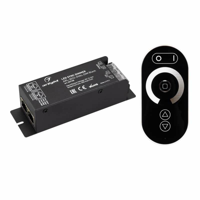 Диммер 027150 ARL-3022-OVAL-DIM Black (12-24V, 1x25A, ПДУ, RF)
