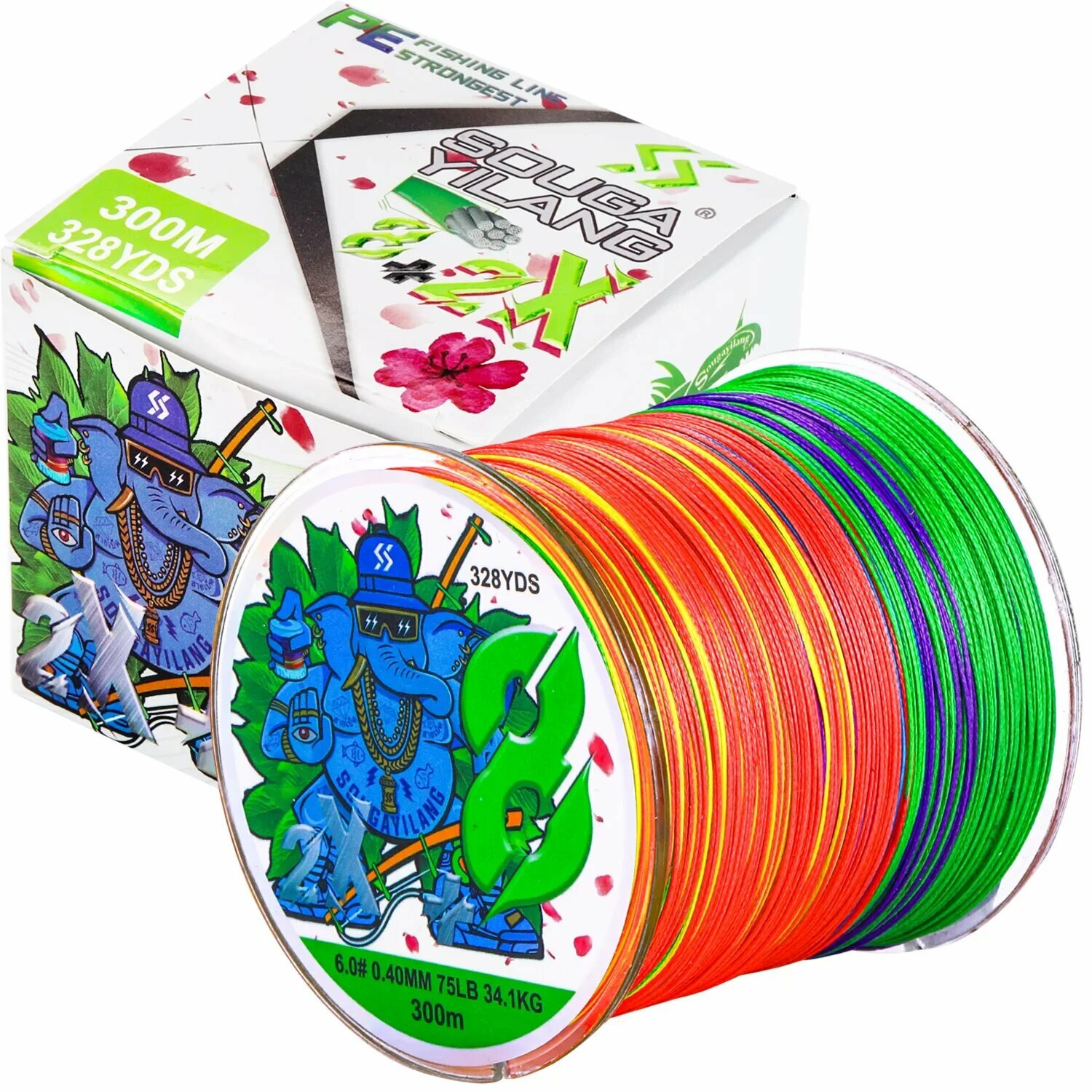 Плетеная леска Sougayilang X8 Multicolor 300m-0.12mm-16LB