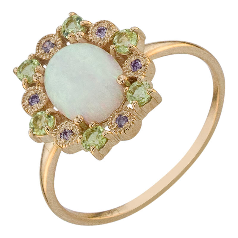 Кольцо, красное золото, 585 проба, опал