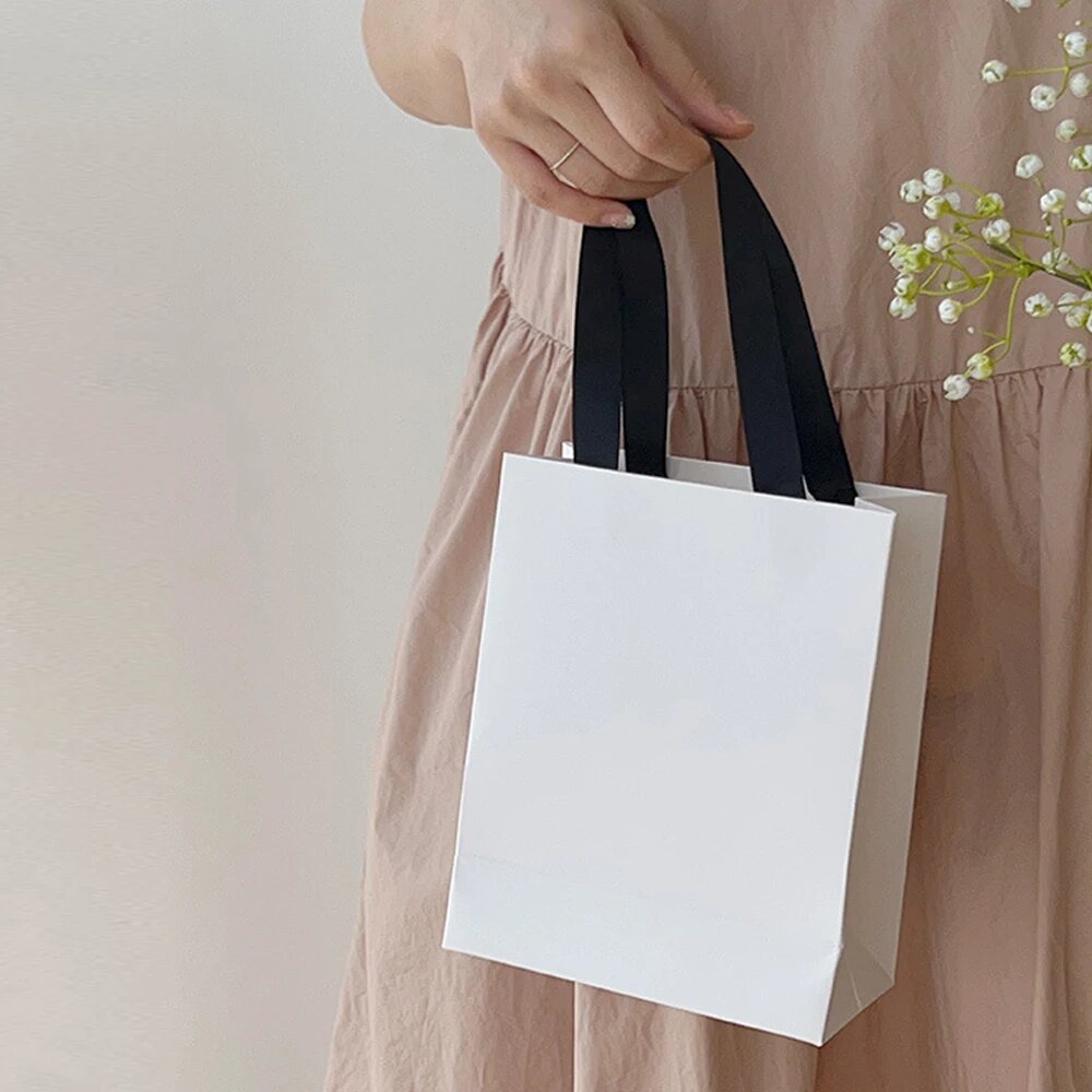 Бумажные сумки Weikende, белые или черные 50Pcs White No Logo, 12x6x16cm