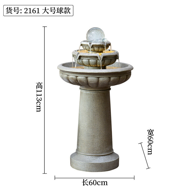 Фонтан-шар "Фэн-шуй", 60 см, серый, для гостиной, аквариума, с увлажнением, подарок