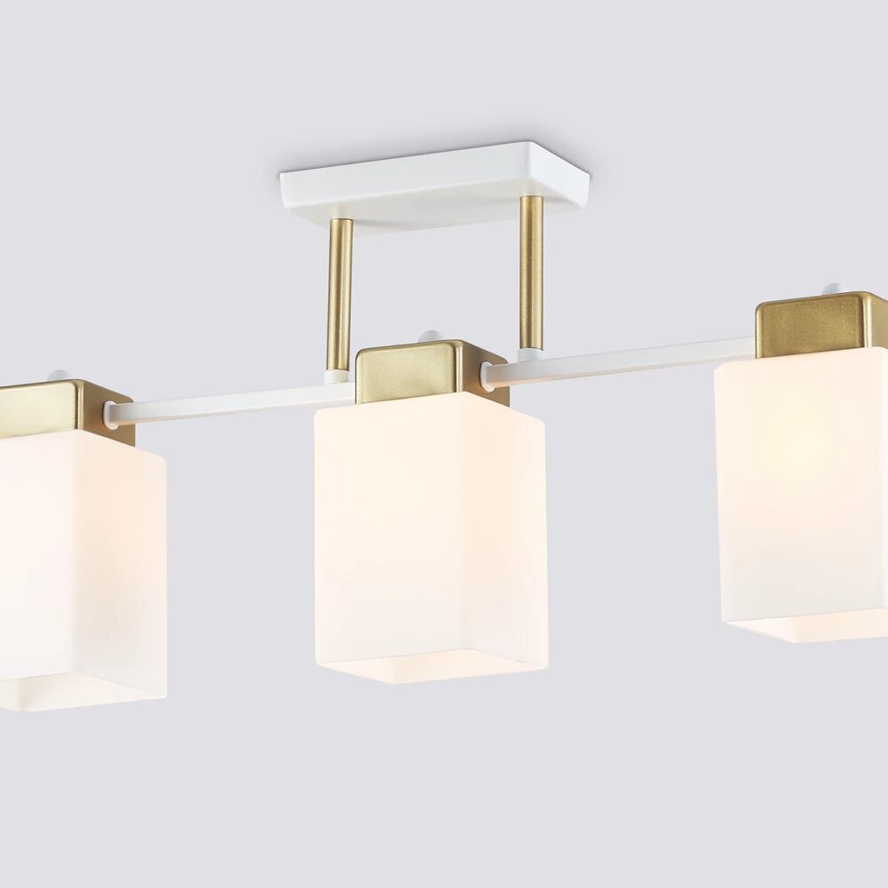 Люстра на штанге со стеклянными плафонами TR303045/3 WH/GD белый/золото E27/3 max 60W 540*100*270