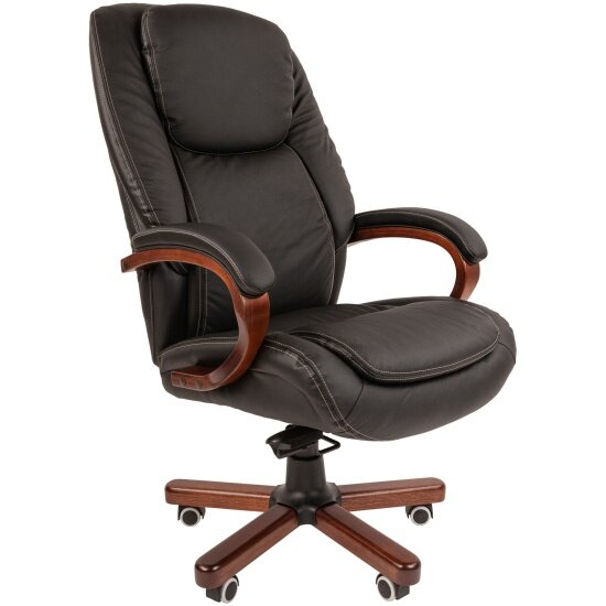 Кресло руководителя Chairman 408 Россия нат. кожа/экокожа черная (мультиблок)