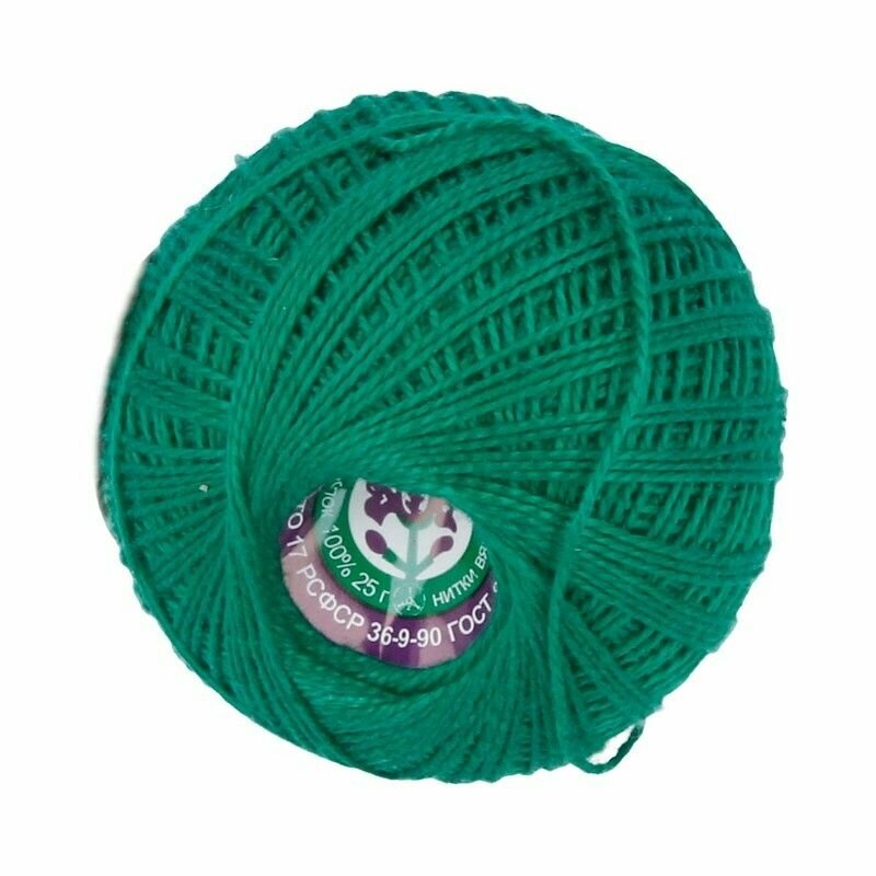 Набор пряжи ПНК им. Кирова "Ирис", хлопок, 20х25 г, 150 м, №4110 яркий зеленый