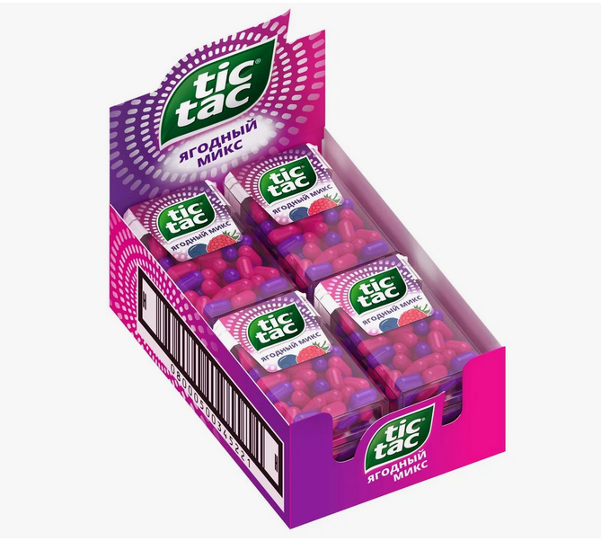 Tic Tac Конфеты драже, Ягодный микс, 16 г - 12 штук