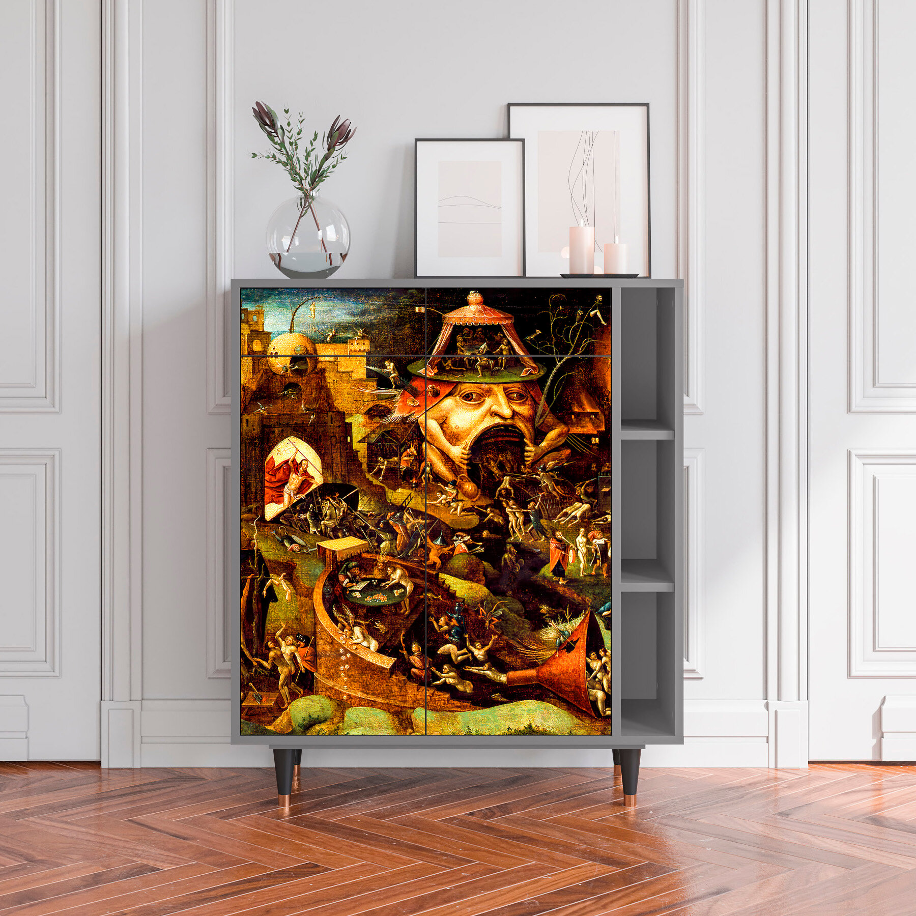 Комод - STORYZ - BS6 Christ in Limbo by Hieronymus Bosch , Размер - 94 x 110 x 41 см, Цвет корпуса - , Серый