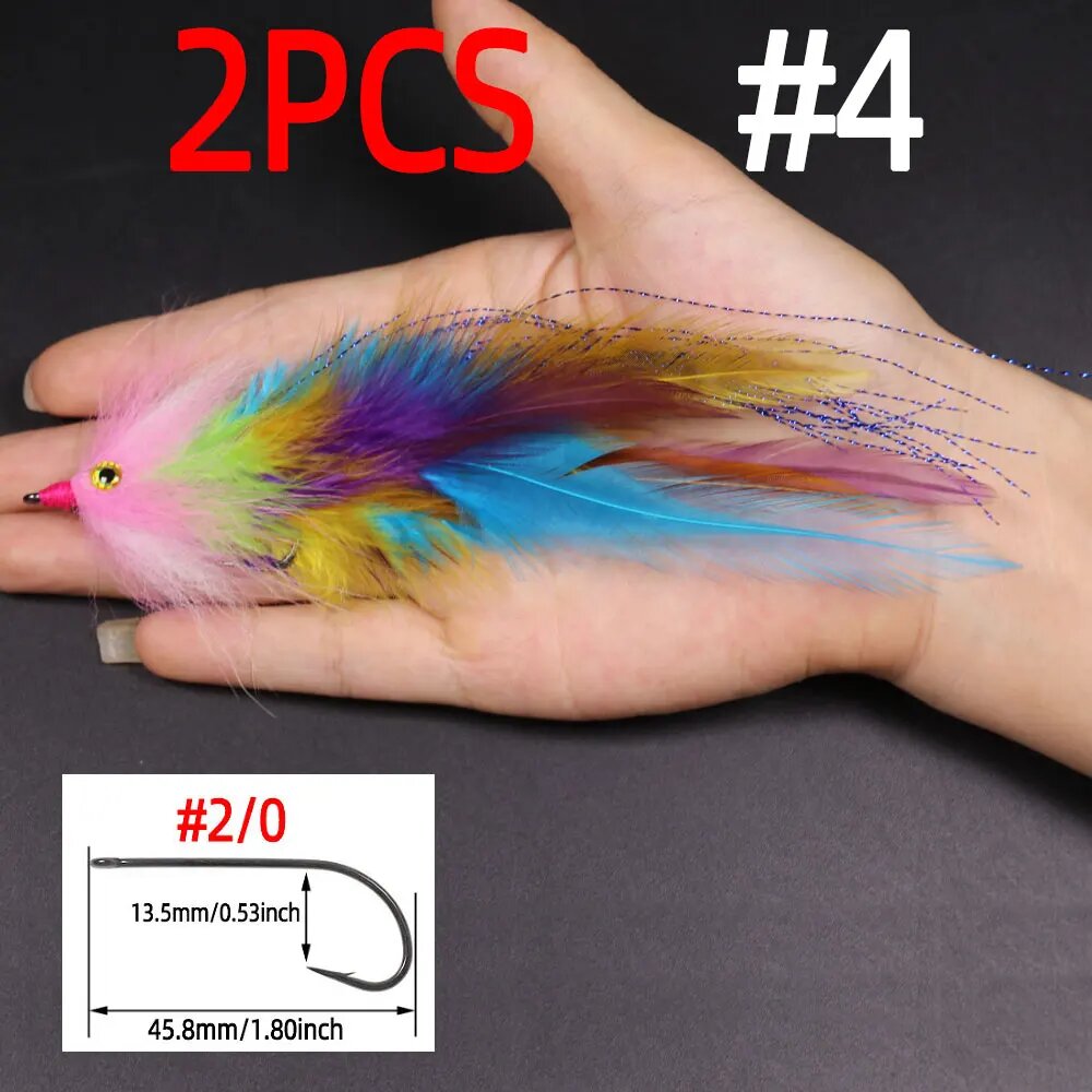 Bimoo Мушки-стримеры для нахлыста 5 шт. #2/0 2pcs Color 4