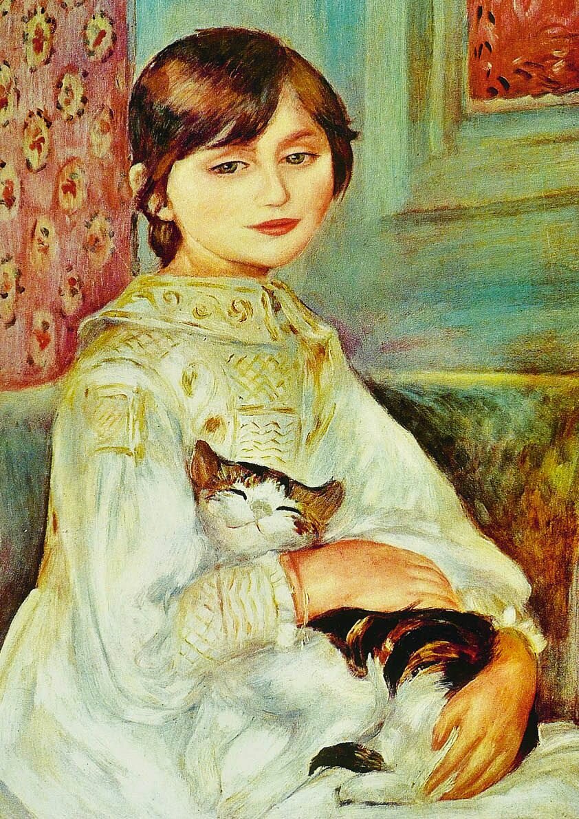 Постер. Пьер Огюст Ренуар. Жюли Мане с кошкой. Формат А3.