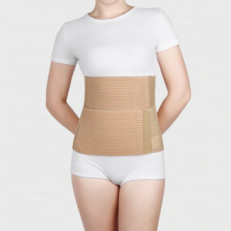 Бандаж абдоминальный с двойной утягивающей панелью Экотен ПО-25Р/2 Бежевый, L