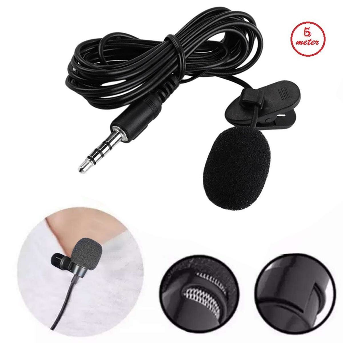 5-метровый мини-портативный петличный конденсаторный микрофон с зажимом для галстука, проводной микрофон для телефона и