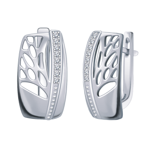 Серьги, серебро, 925 проба, фианит