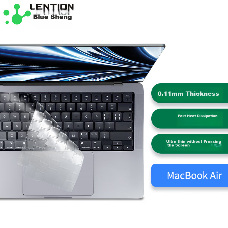 Lansheng 2022 Apple MacBook Air 13.6-Inch Keyboard Cover, M2 Chip A2681 Protective Film, Compatible with 2024 M3 Laptop A3113