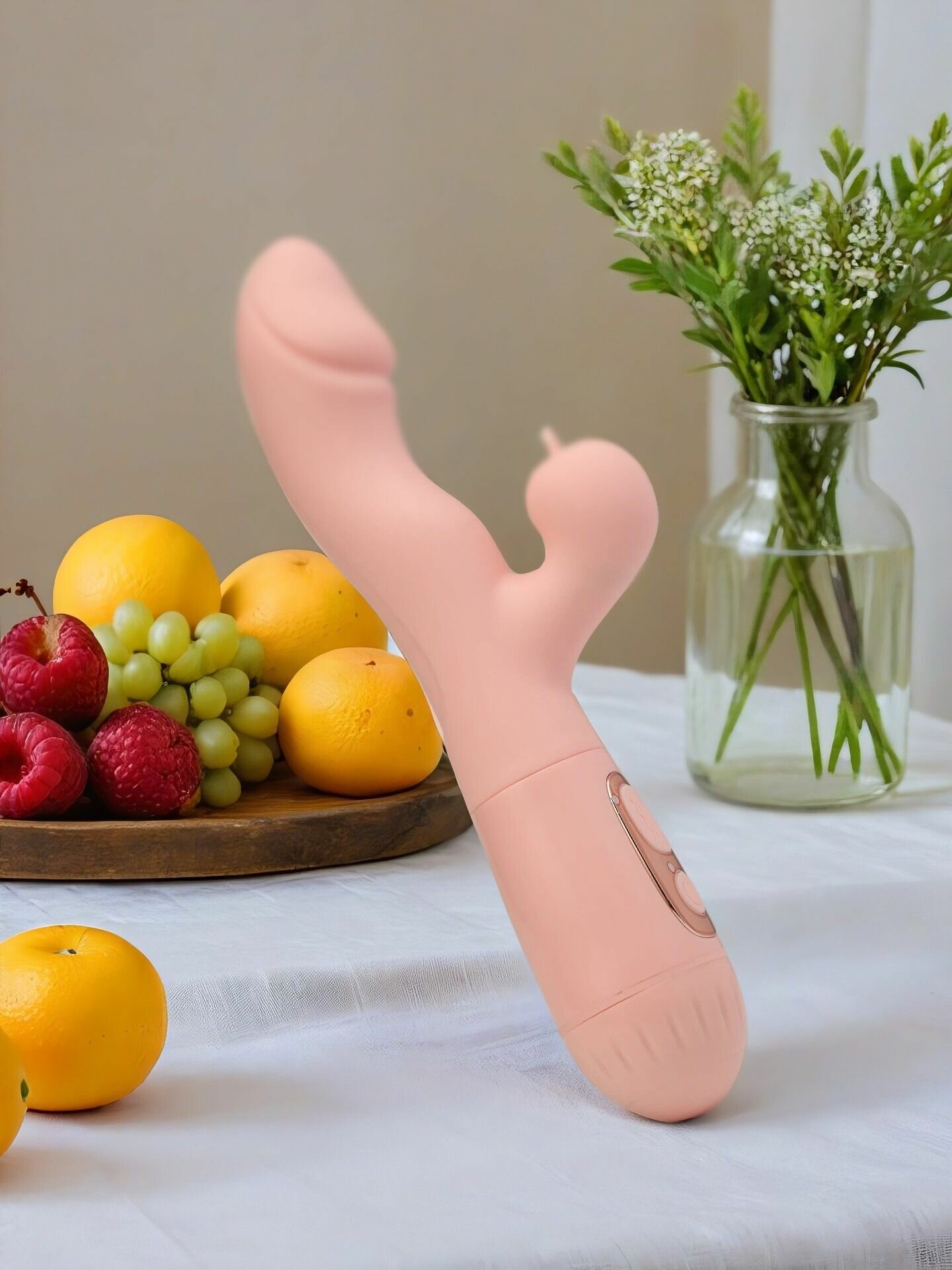 Вибратор Кролик с язычком, стимулятор точки G, двойной, вагинальный, клиторальный, JIUAI, 20 см