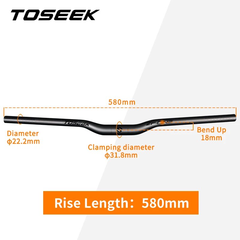 Руль TOSEEK 580mm, Bend Up 18mm, Diameter 22.2mm