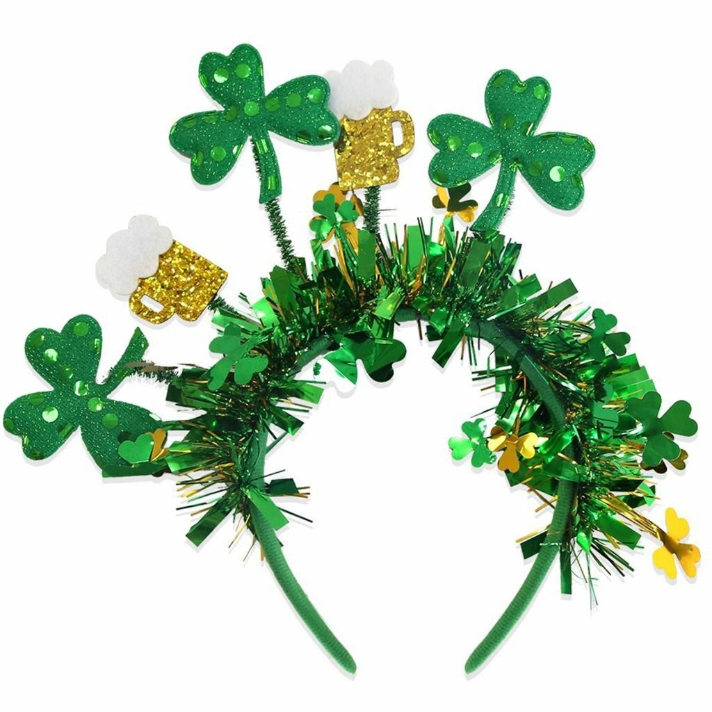 (1 штука) Повязка на голову для Ирландского фестиваля-Повязка на голову в полоску цвета пивного клевера 05