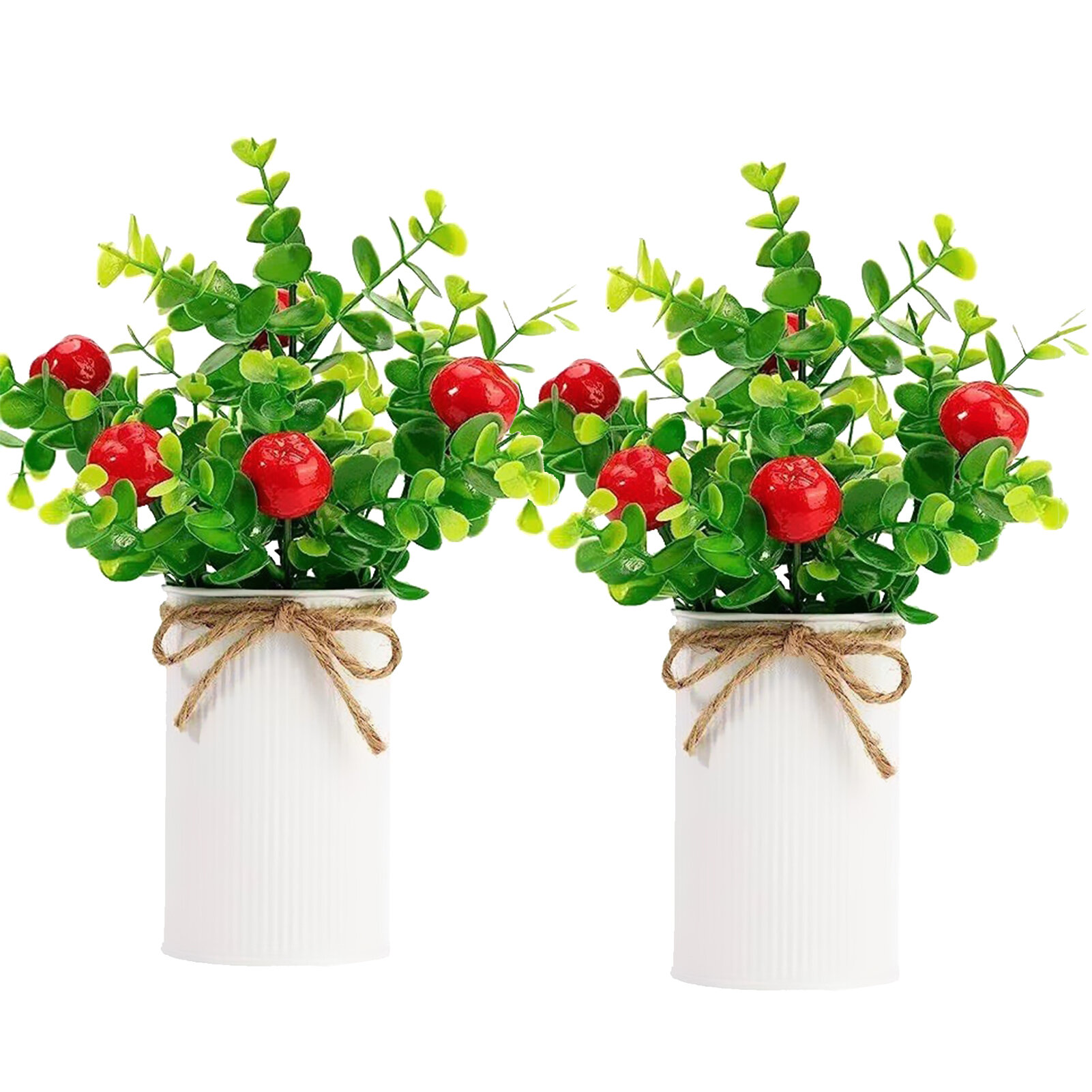 2 искусственных комнатных растения в горшках, имитация фруктового дерева бонсай для украшения дома и стола. Яблоня.