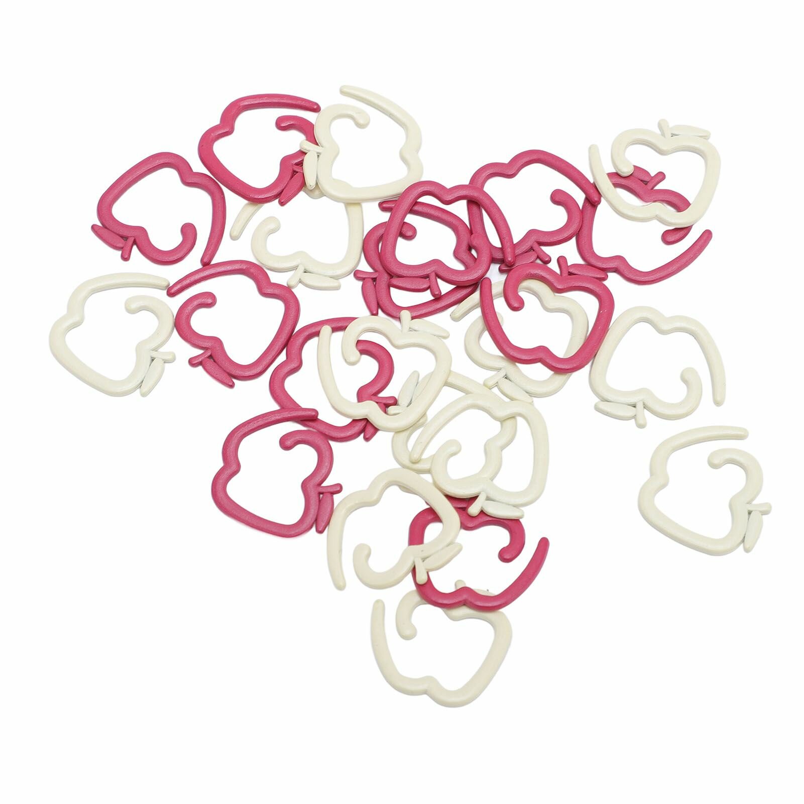 24 металлических маркера для петель, кольца для вязания крючком и спицами, аксессуары для рукоделия, красные и белые, в форме фруктов.