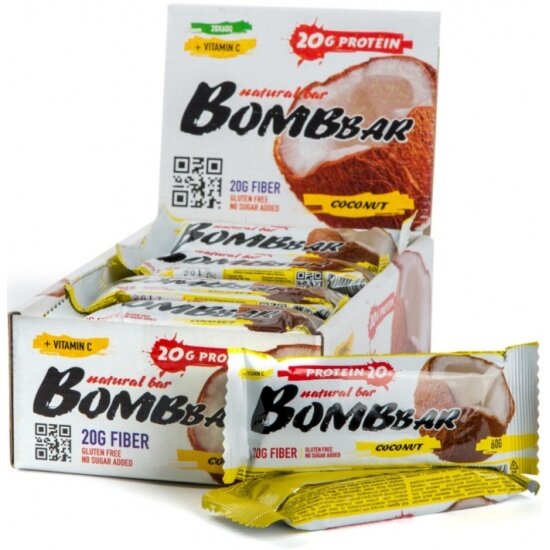 Батончик Bombbar протеиновый Кокос, 60 гр.