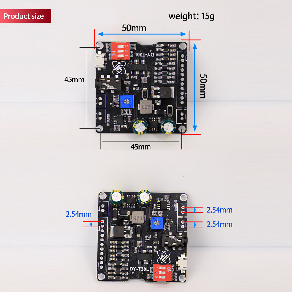 MP3 плеер модуль 10/20Вт, 9-канальное управление, SD/U-диск, плата воспроизведения