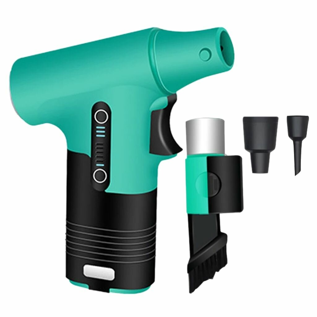 Мощный обдувающий и всасывающий ручной фен с турбовентилятором двойного назначения, литиевая батарея, бесщеточный турбовентилятор-зеленый