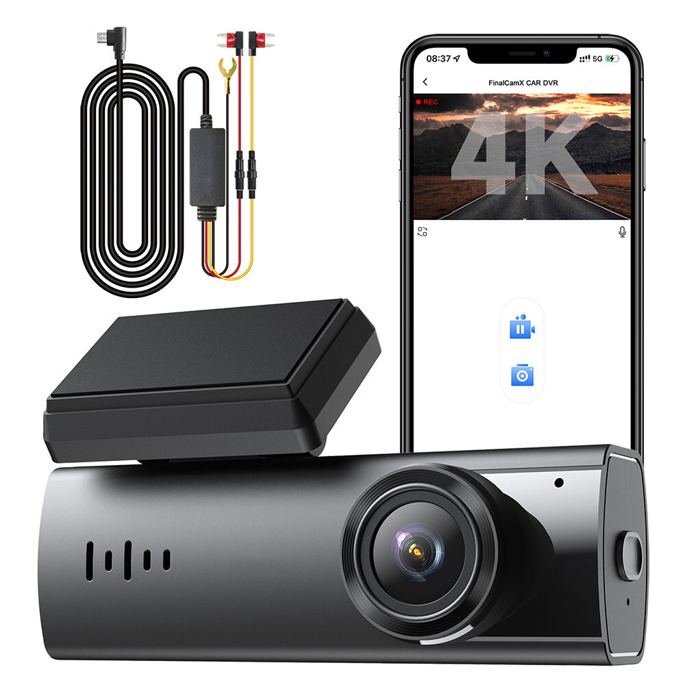 Видеорегистратор 4K Видеорегистратор черного ящика Видеорегистратор Фронтальная видеорегистратор Автомобильная автомобильная камера с WiFi Ночное видение Дополнительный 24-часовой режим парковки