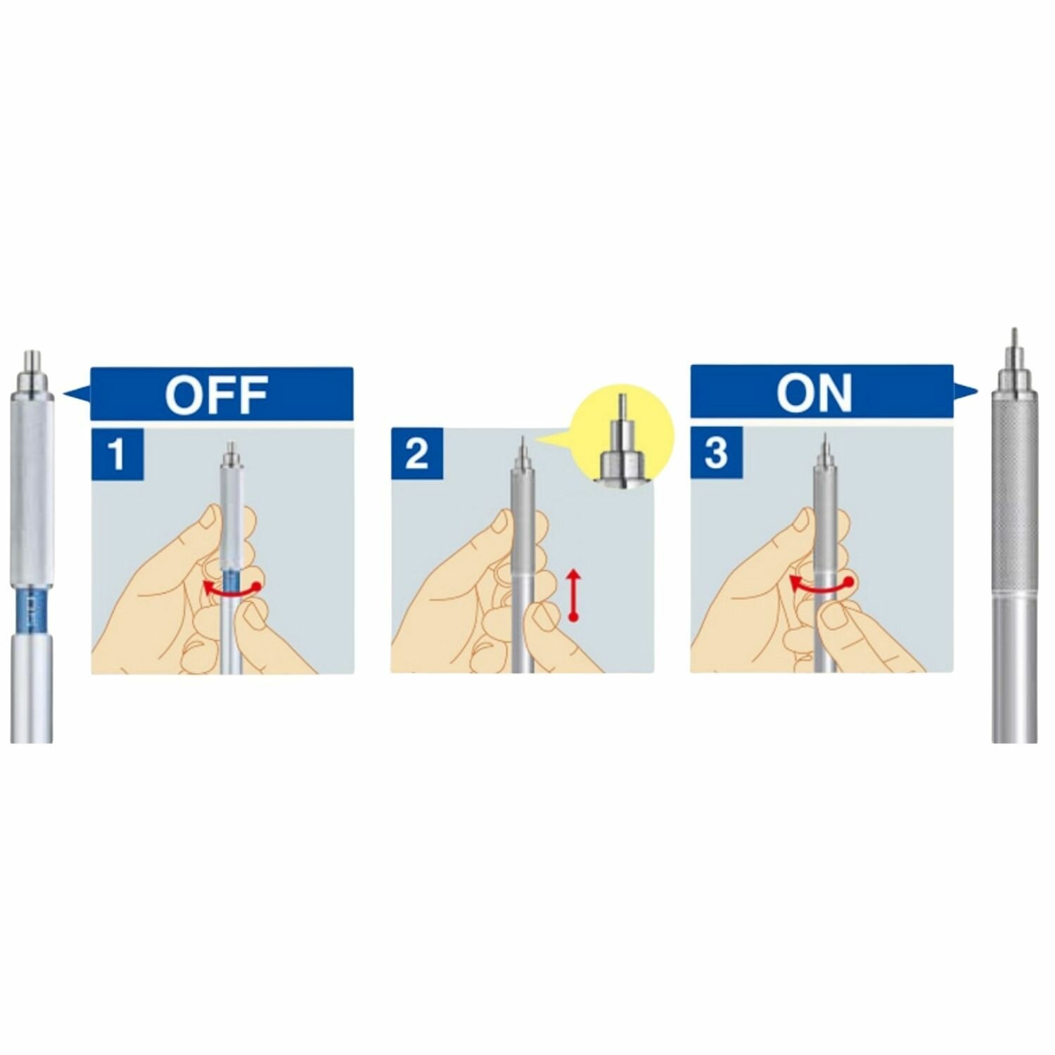 Механический карандаш Uni SHIFT M9-1010 с защитным механизмом, металлическим наконечником и грипом, 0.9 мм, серебристый