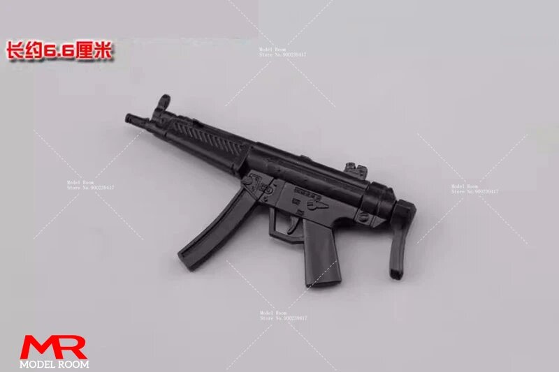 Миниатюрные модели винтовок MAK 1/12 AKM M4A1 98K для фигурок 6'. Черный, MP5 length 66mm