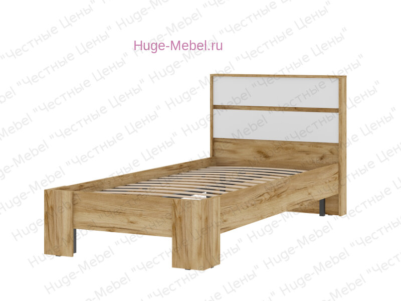 Кровать односпальная "Хелен КР 01" крафт Huge Mebel . Ширина 970 Высота 2114. Кровати